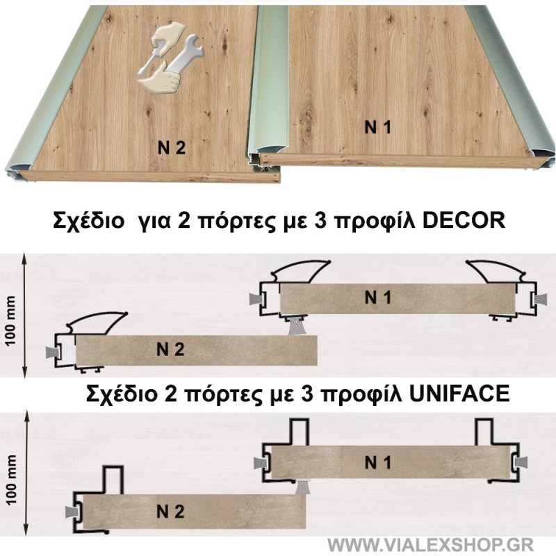 VIALEX 2 Lux – Σετ για δίφυλλη συρόμενη ντουλάπα | Προφίλ DECOR ή ULTRA ...